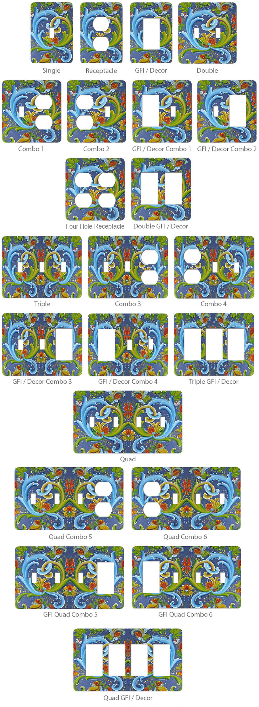 Rosemaling Light Switch Covers/Norwegian/Scandinavian